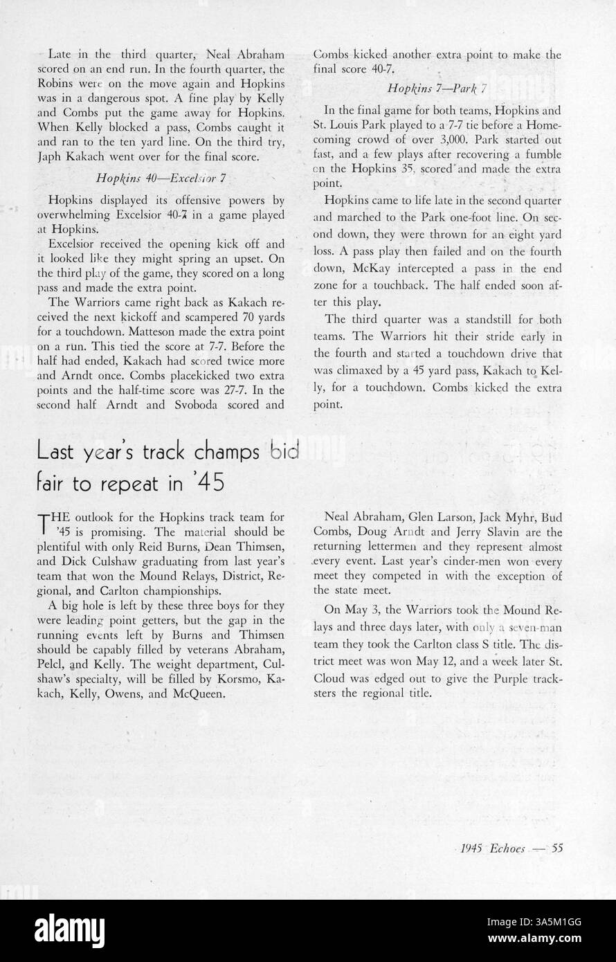 This edition of the 'Echoes' yearbook from 1945 highlights important ...