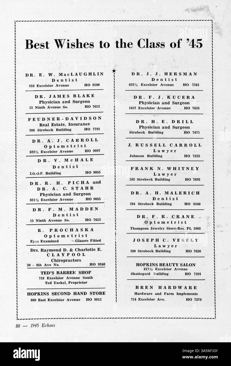 Echoes 1945 captures the Hopkins High School experience, featuring ...