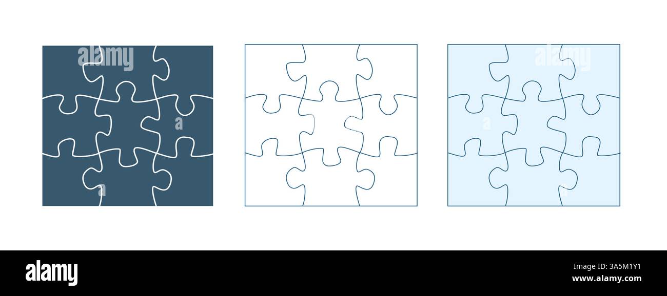 Puzzle pieces set. Square Jigsaw puzzle with 9 pieces. Jigsaw puzzle ...