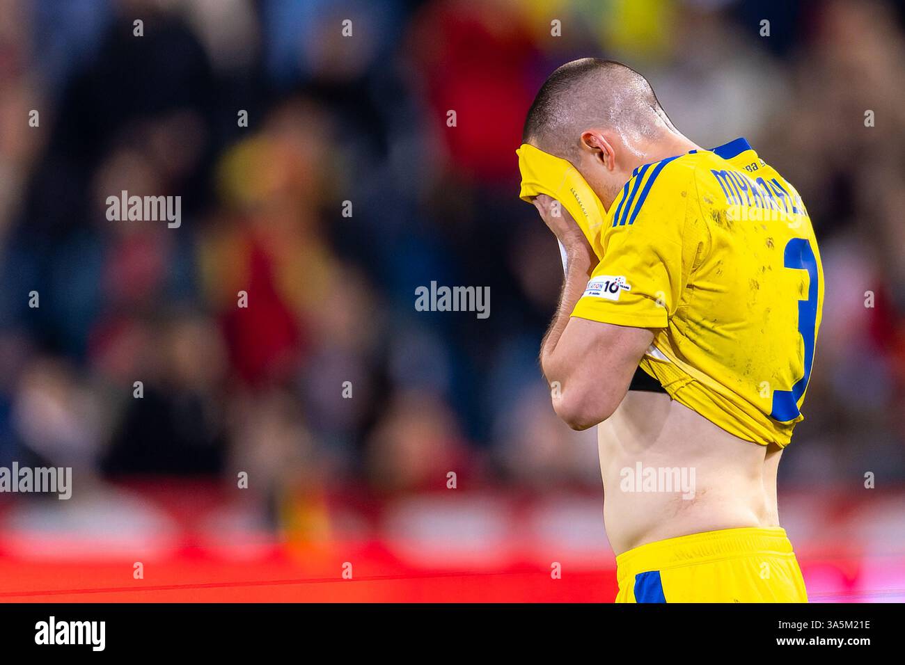 GENK, BELGIUM - MARCH 23: Bogdan Mykhailichenko of Ukraine looks ...
