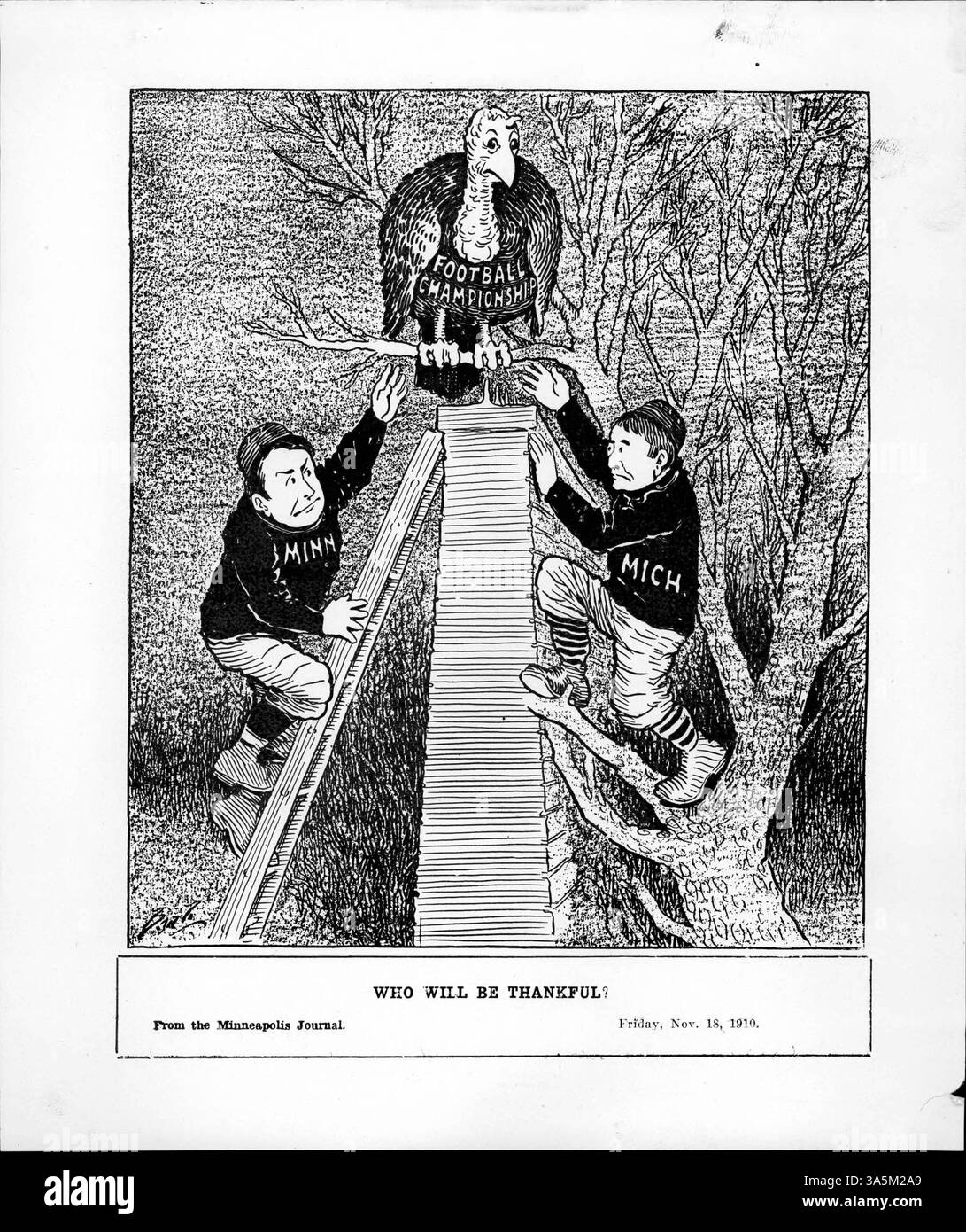 This cartoon humorously depicts the Michigan Wolverines and the ...