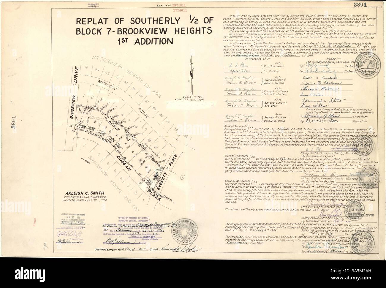 This replat of the southerly half of Block 7 in the Brookview Heights ...