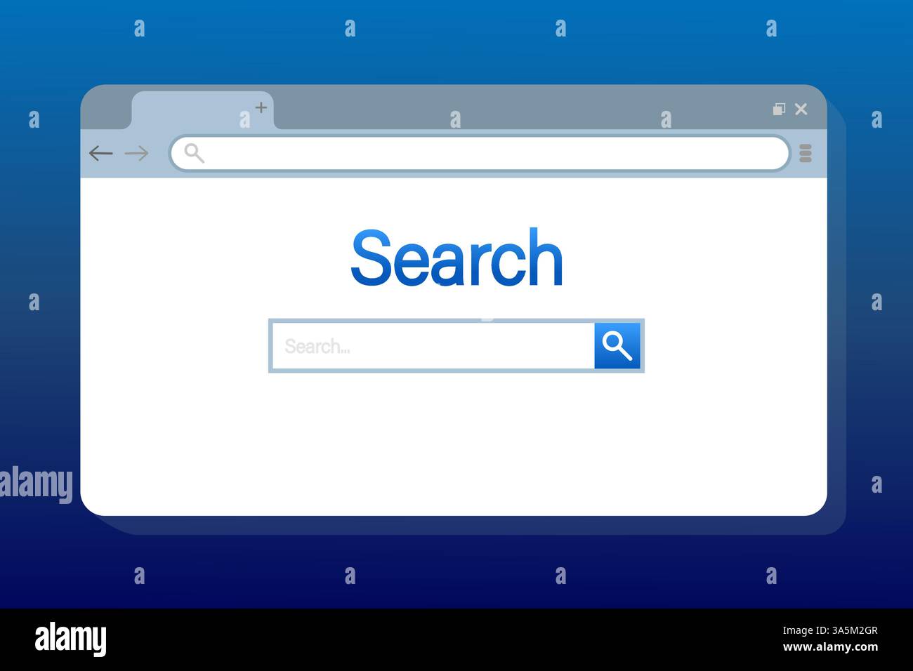 Simple Browser window on blue background. Stock vector illustration ...