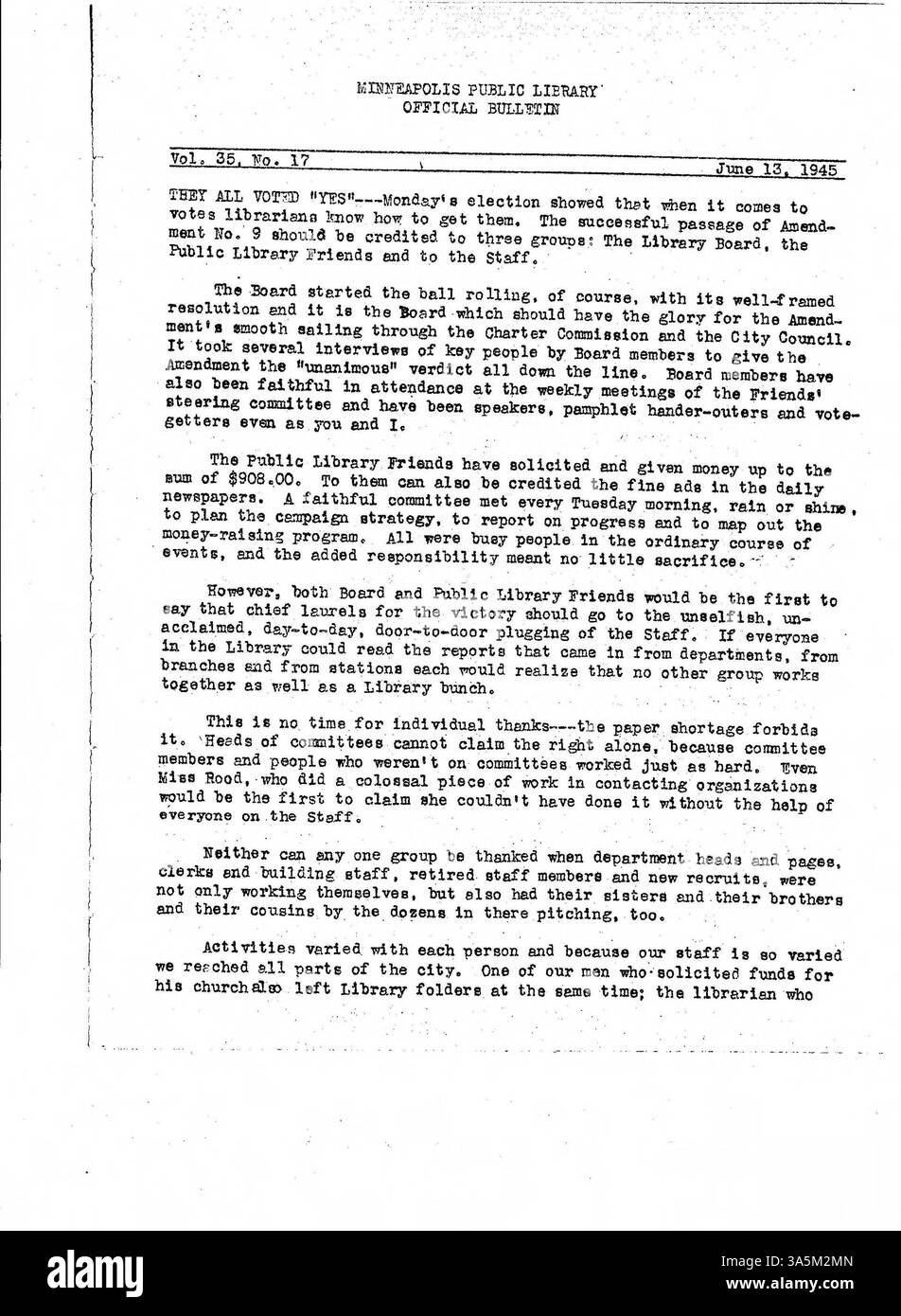 This 1945 Minneapolis Public Library bulletin offers library personnel ...