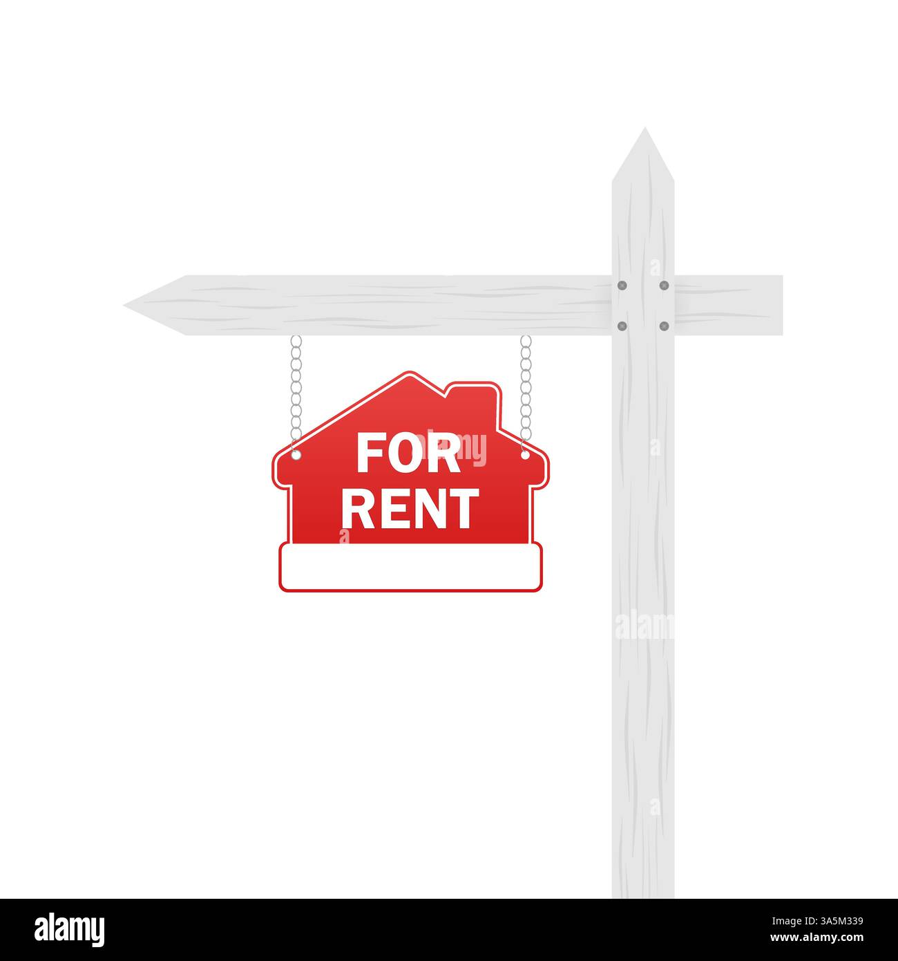 Flat illustration with red home for sale sign on white background ...