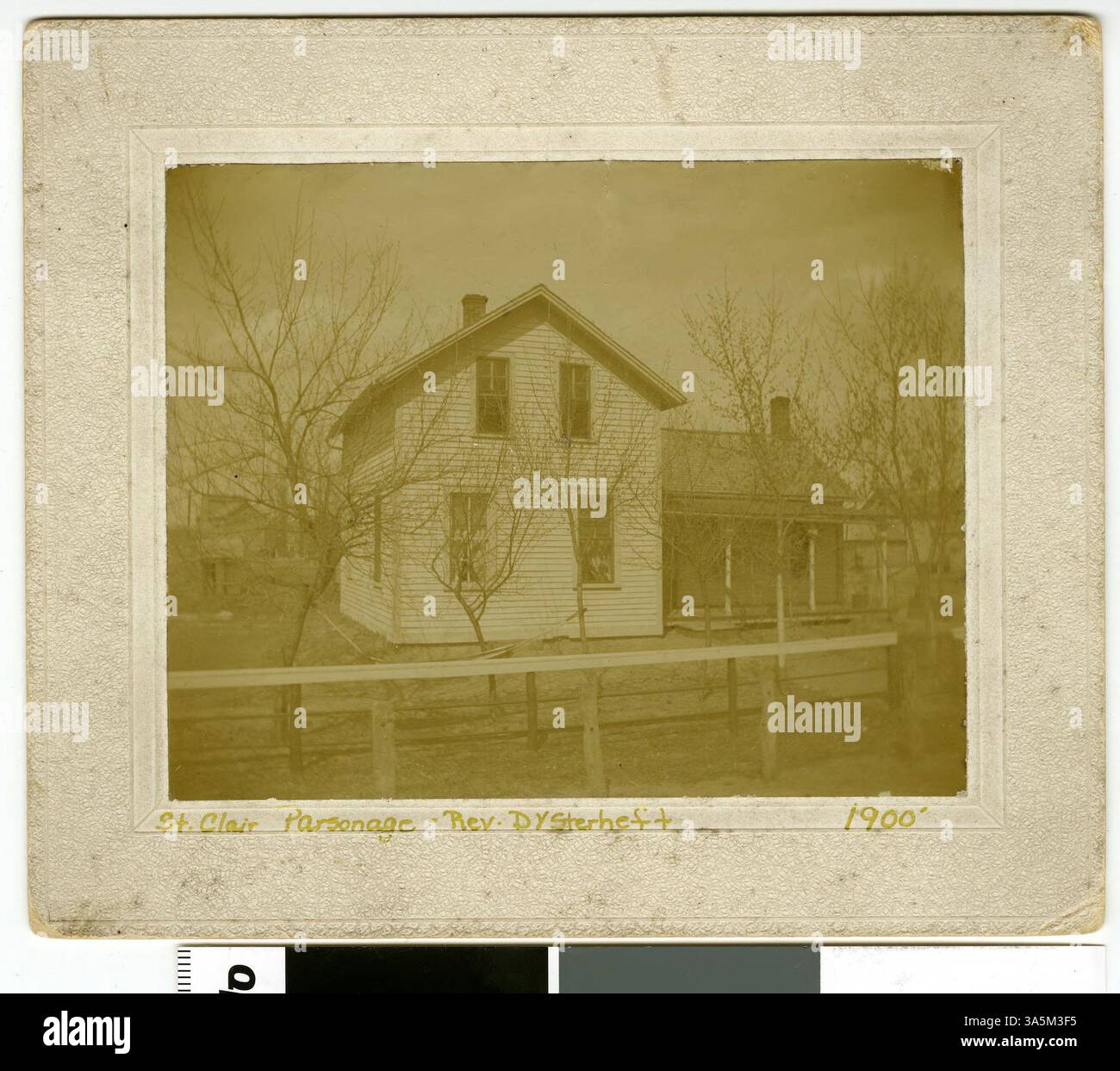 Exterior view of the St. Clair parsonage, home to Reverend Dysterheft ...