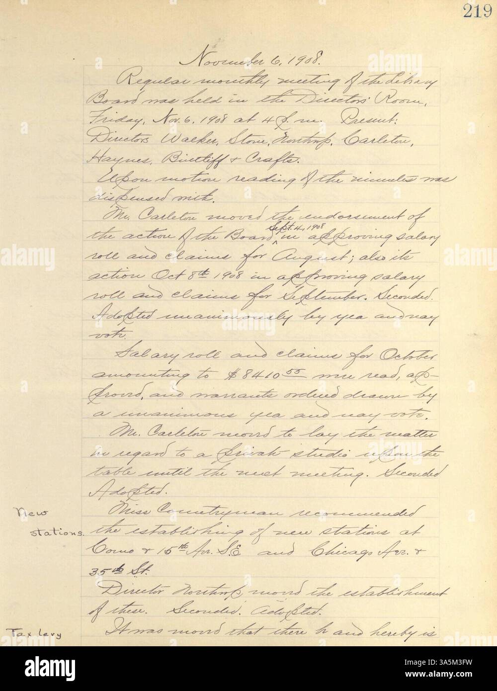 The 1908 meeting minutes from the Minneapolis Public Library Board of ...