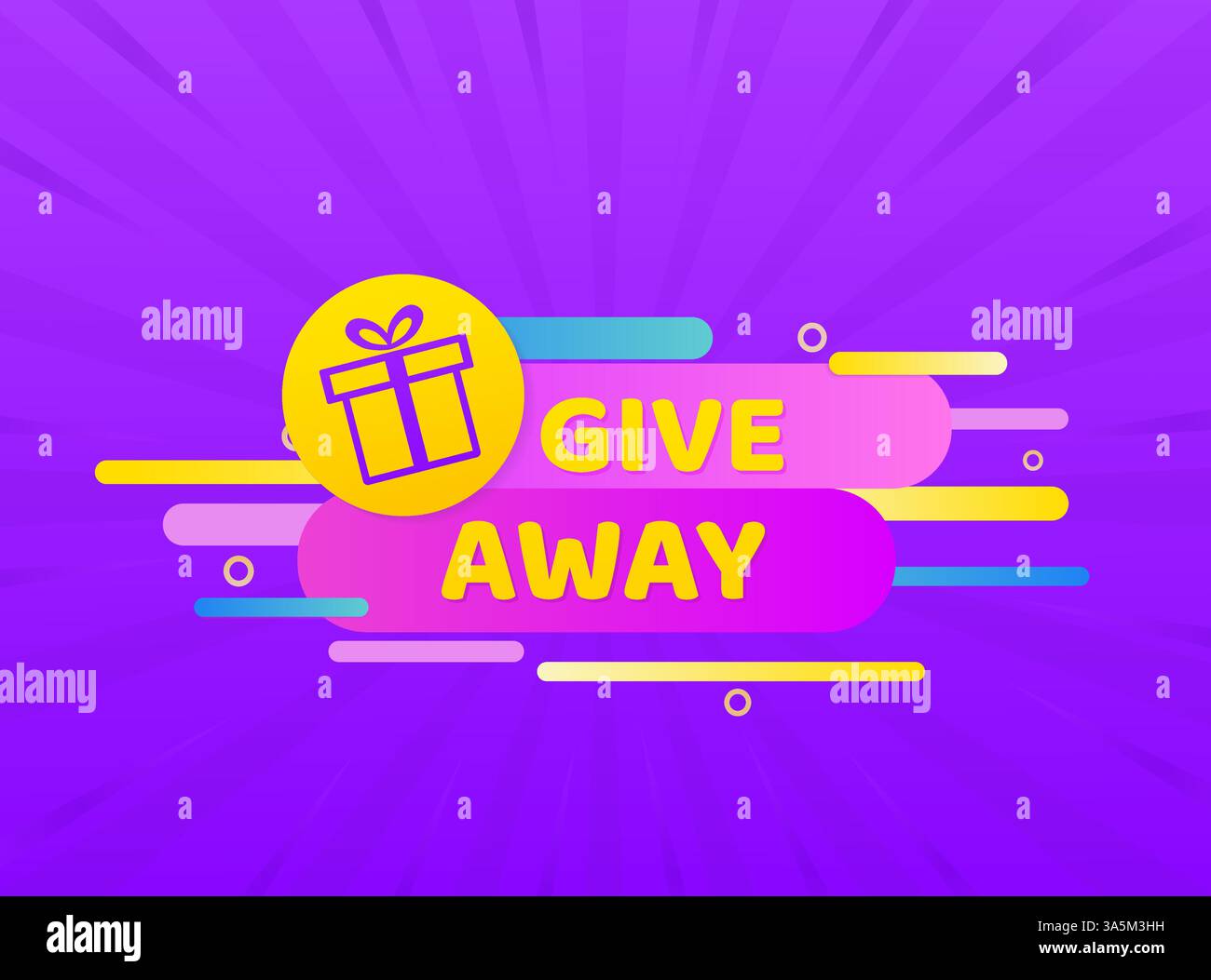 Giveaway. Badge, stamp with megaphone icon. Flat vector illustration on ...