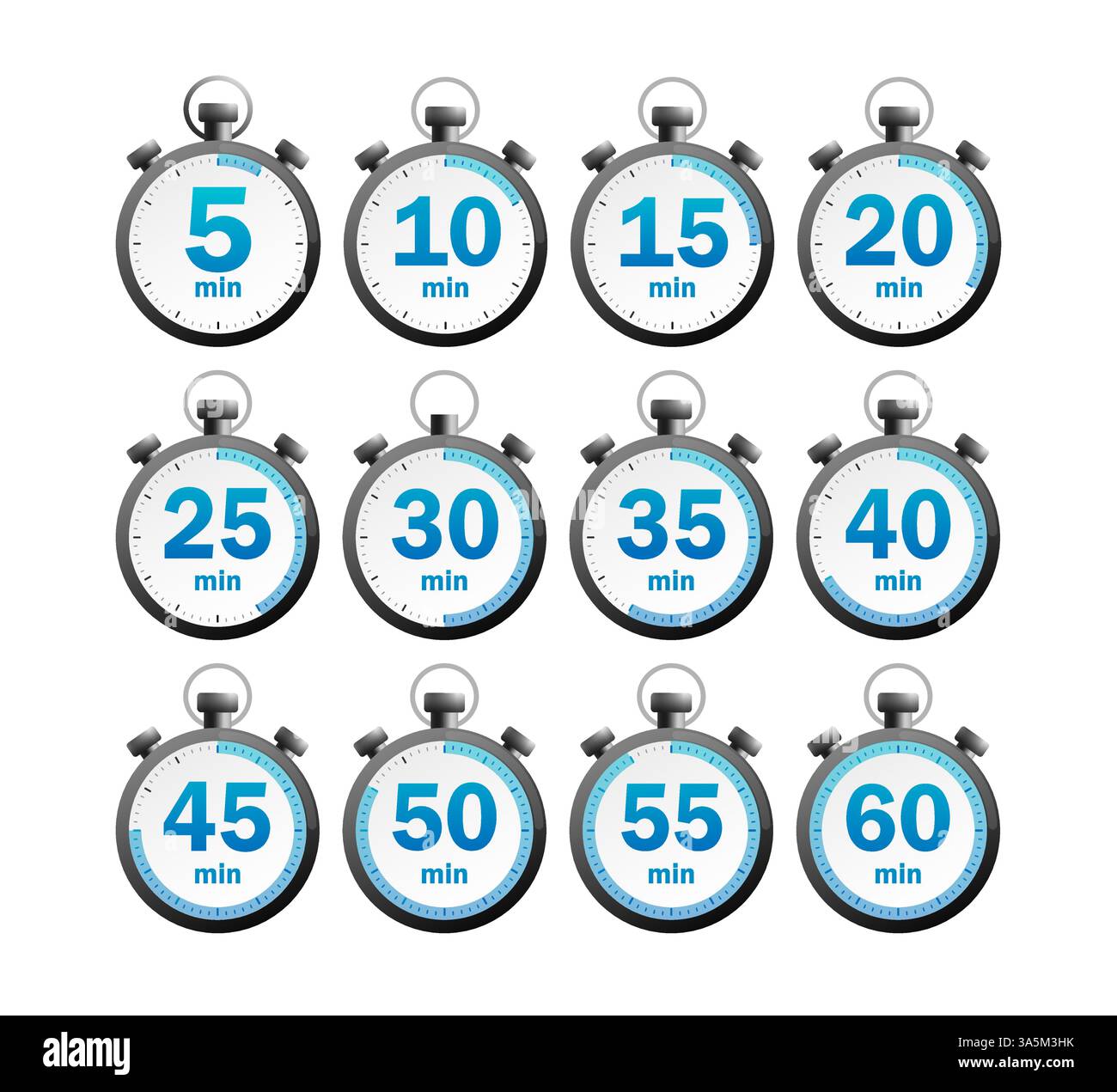 Modern timer set, great design for any purposes. Countdown timer. Watch ...