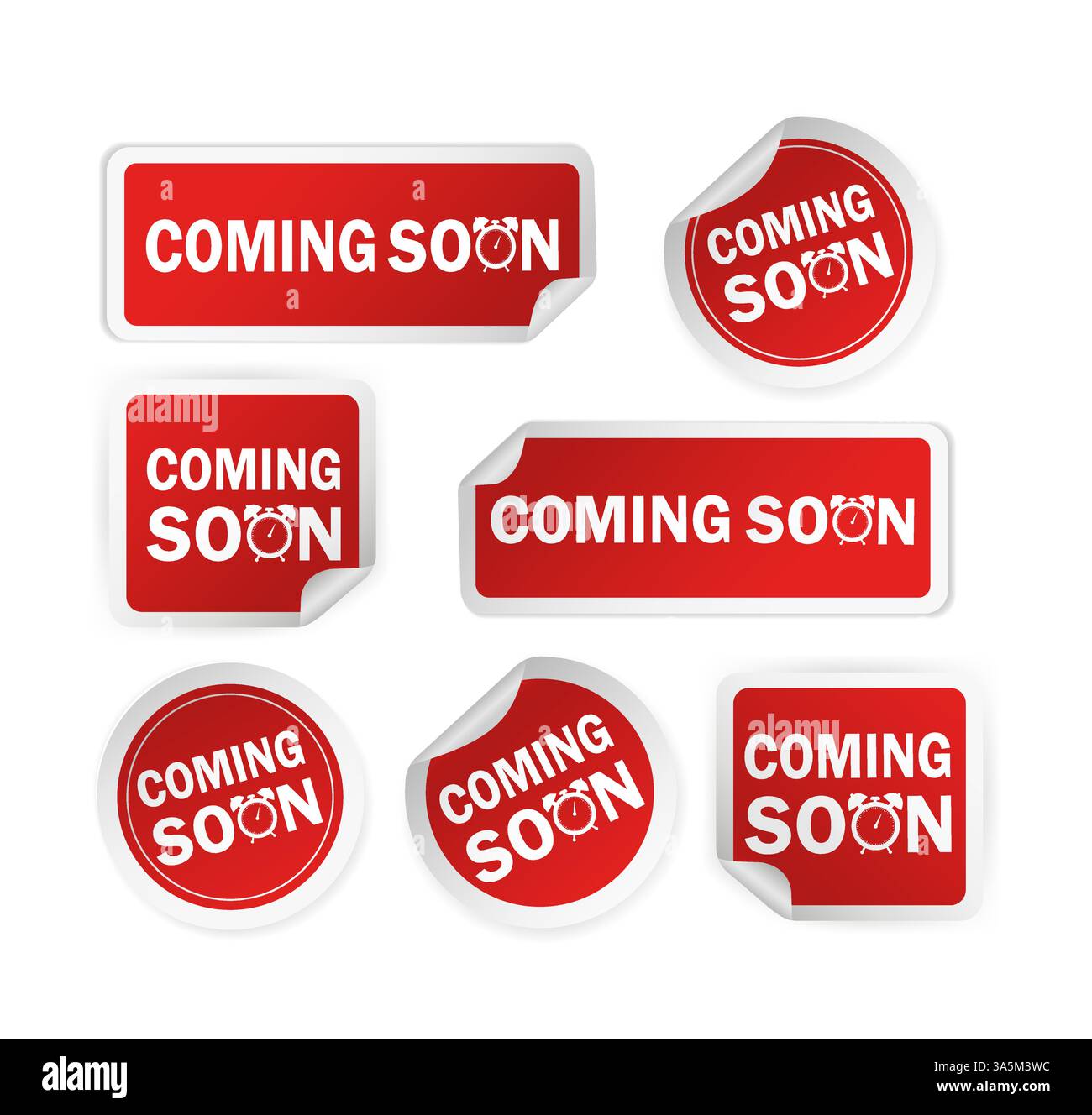 Red coming soon sticker on white background for promotion design ...