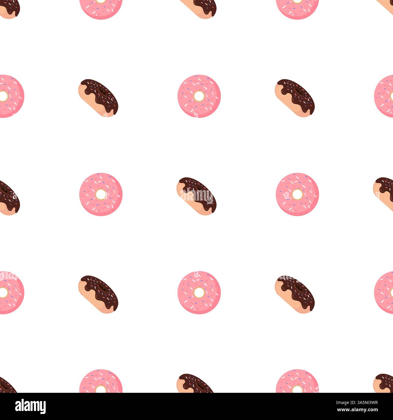 Pink flat donuts on white background.3d donut pattern for print design ...