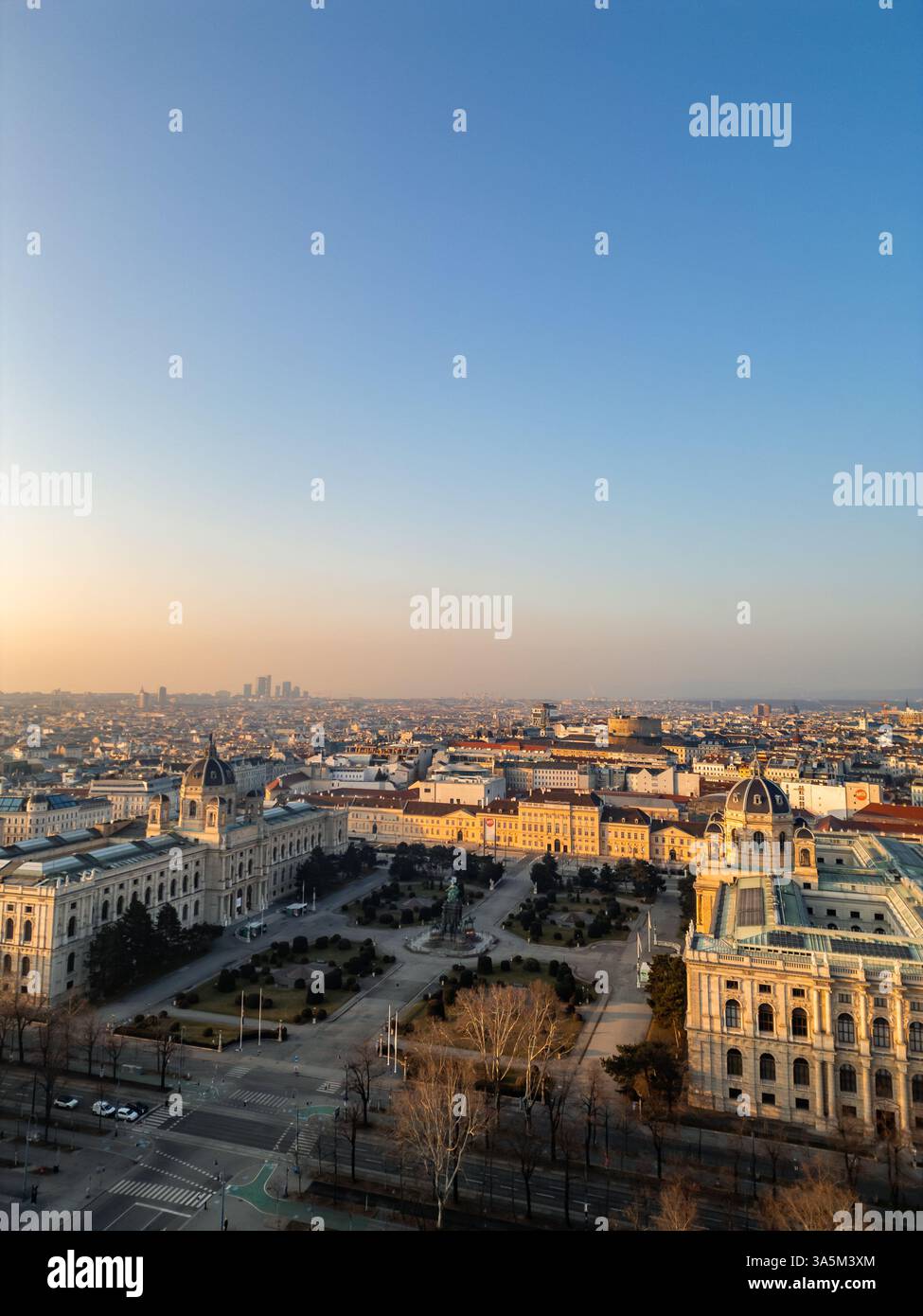 02-22-2025, Vienna, Sunrise illuminating the Vienna skyline highlights ...
