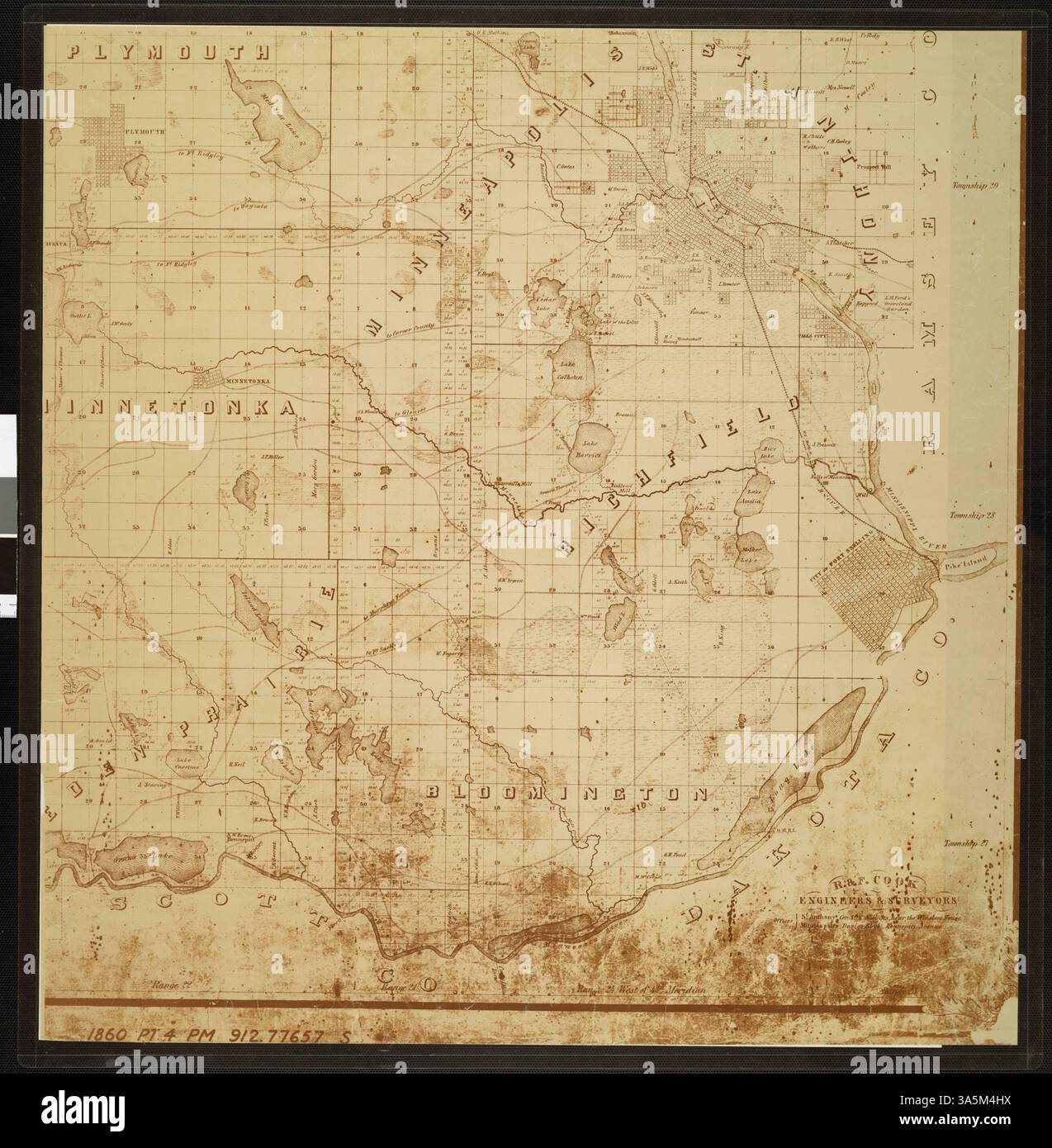 A sectional map of Hennepin County, Minnesota, showing cities ...