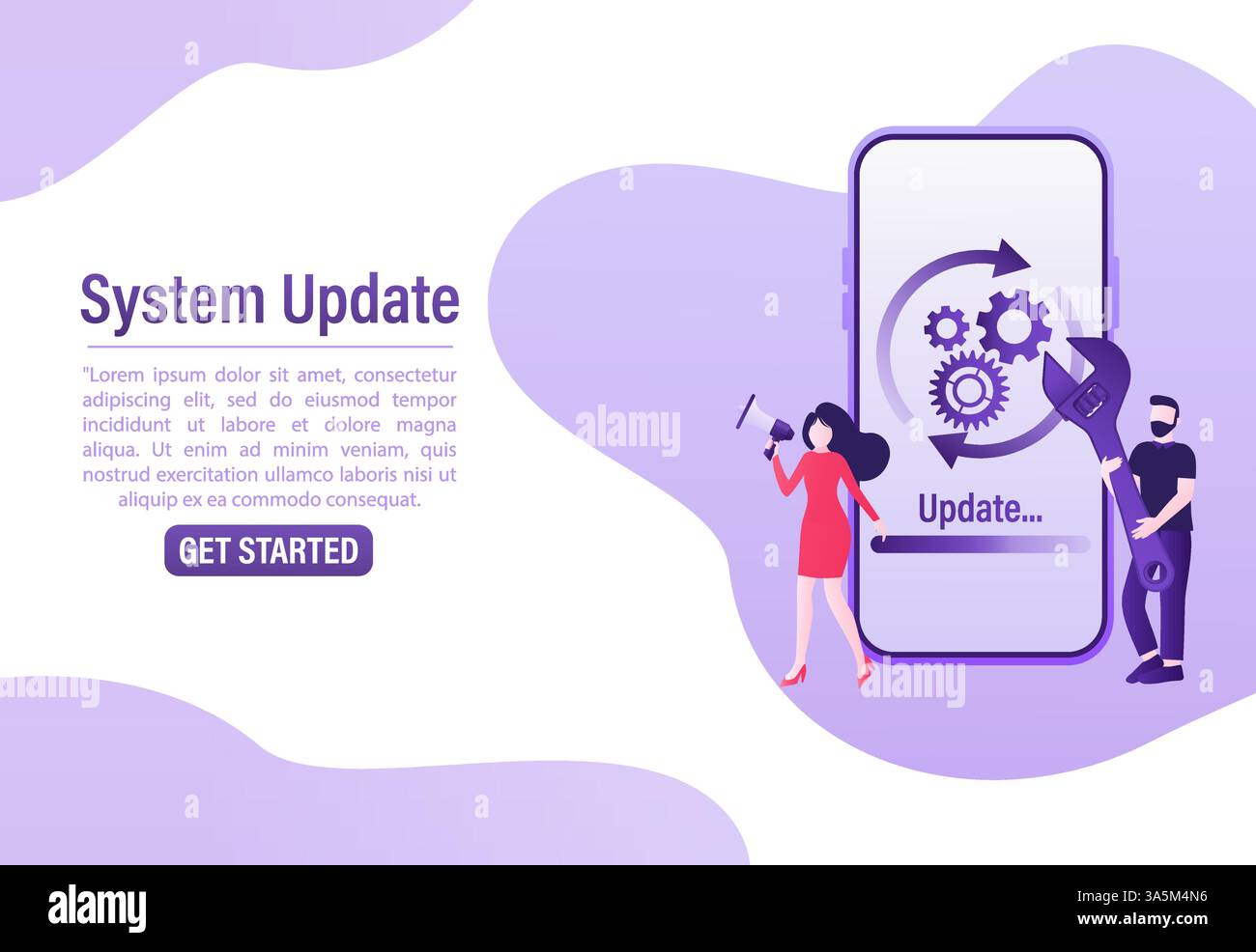 Cartoon software update people for mobile app design. Isometric vector ...