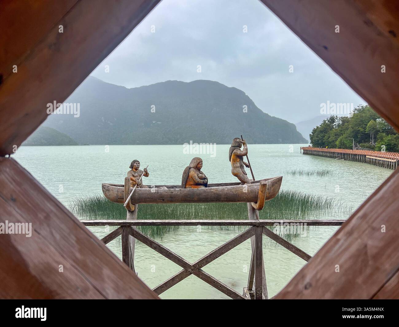 Caleta Tortel, Chile, February 18, 2025: Traditional public wood ...