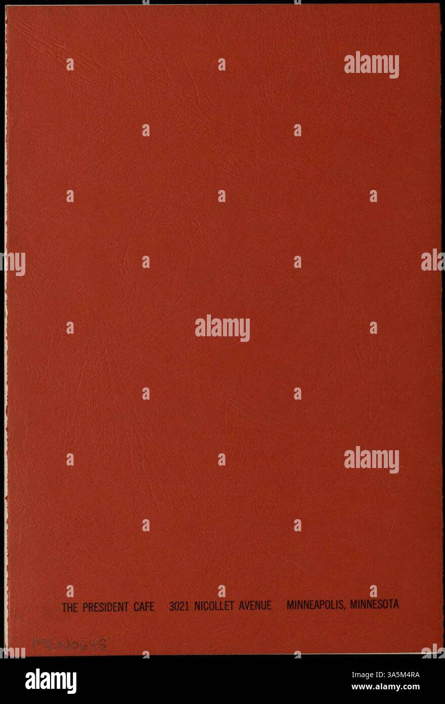 The President Cafe menu features a tri-fold design on red cardstock ...