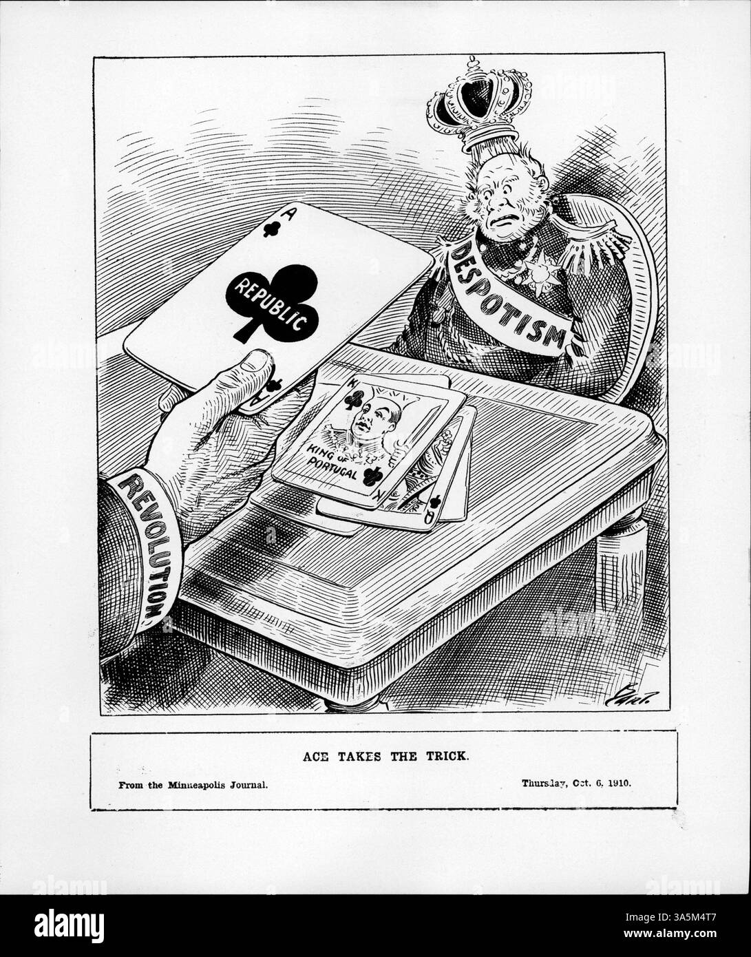 In this political cartoon, the King of Portugal, symbolizing despotism ...