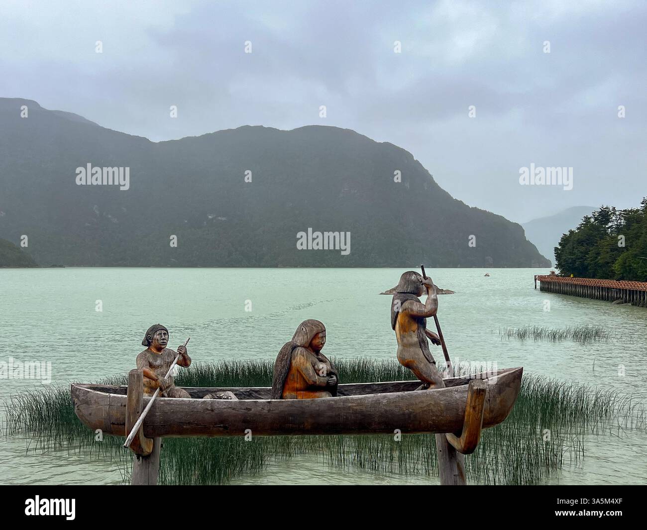 Caleta Tortel, Chile, February 18, 2025: Traditional public wood ...