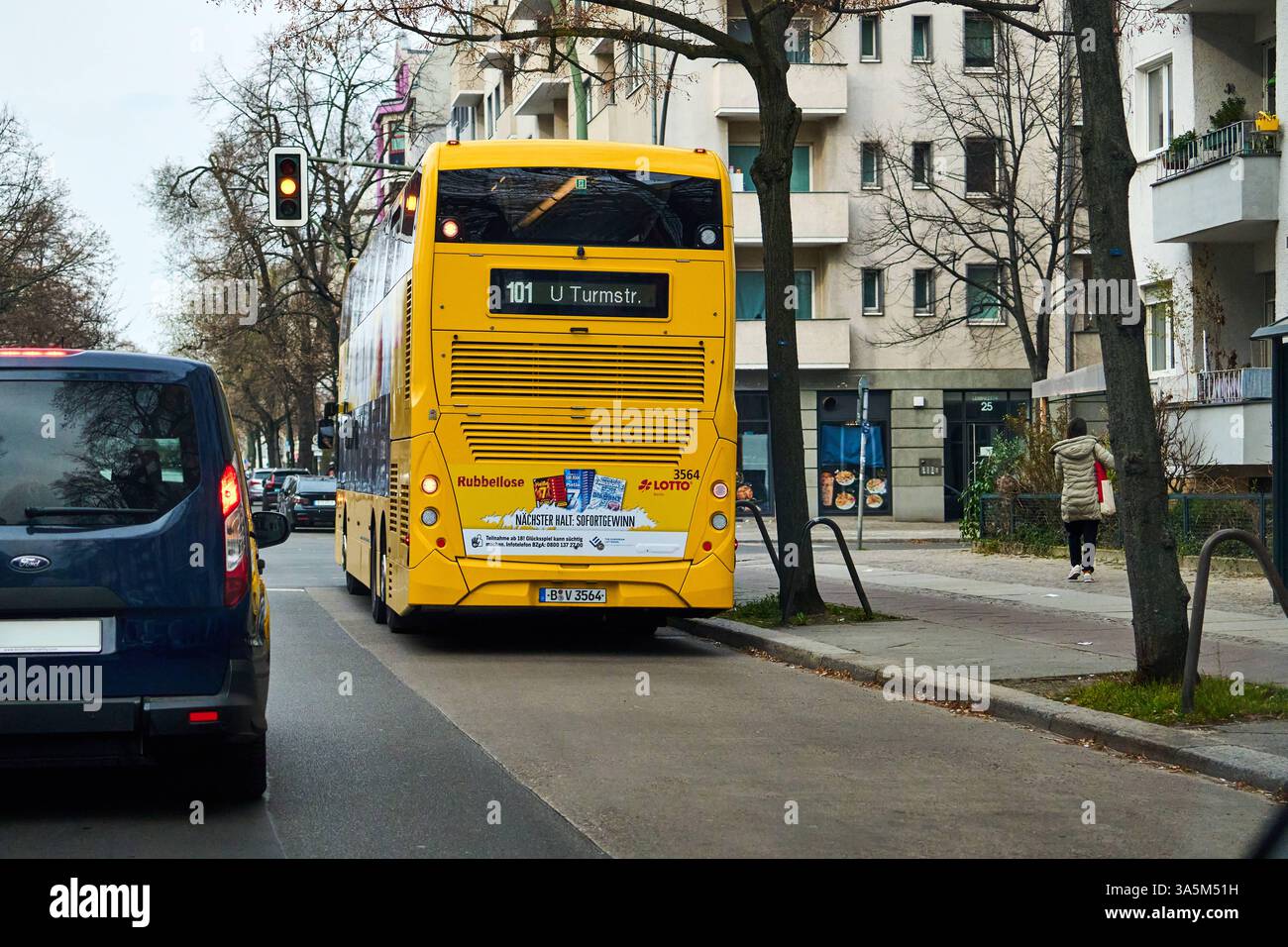 Berlin, Germany - March 23, 2025: Yellow double-decker BVG bus in ...