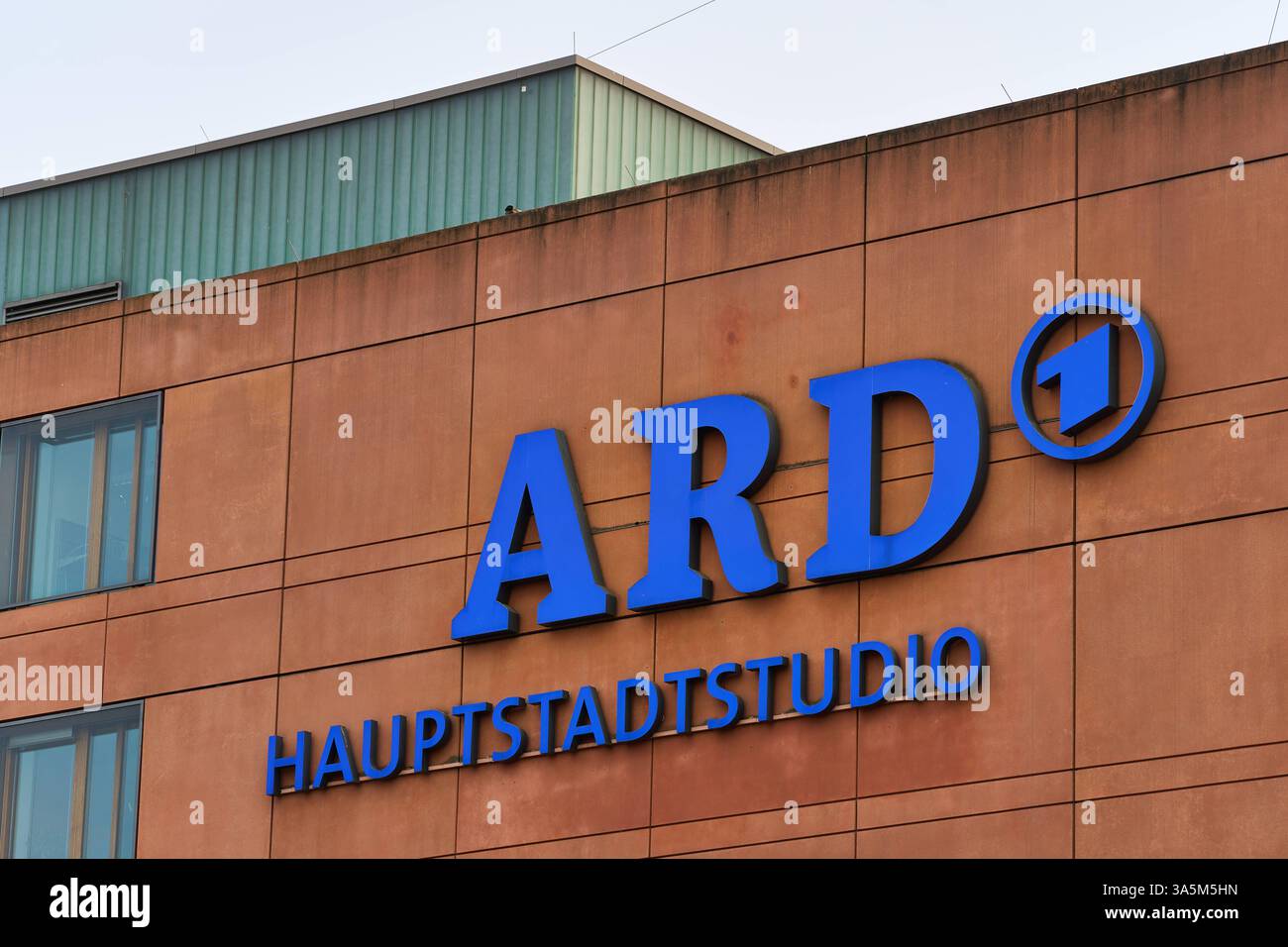 Berlin, Germany - March 23, 2025: The blue ARD logo adorns the facade ...