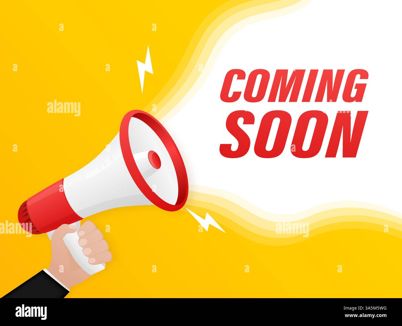 Coming soon megaphone on white background for flyer design. Vector ...