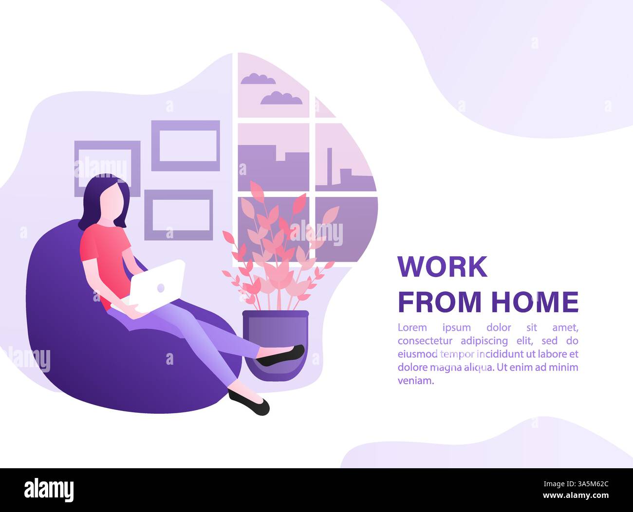Flat work from home for concept design. Stay home. Work from home ...