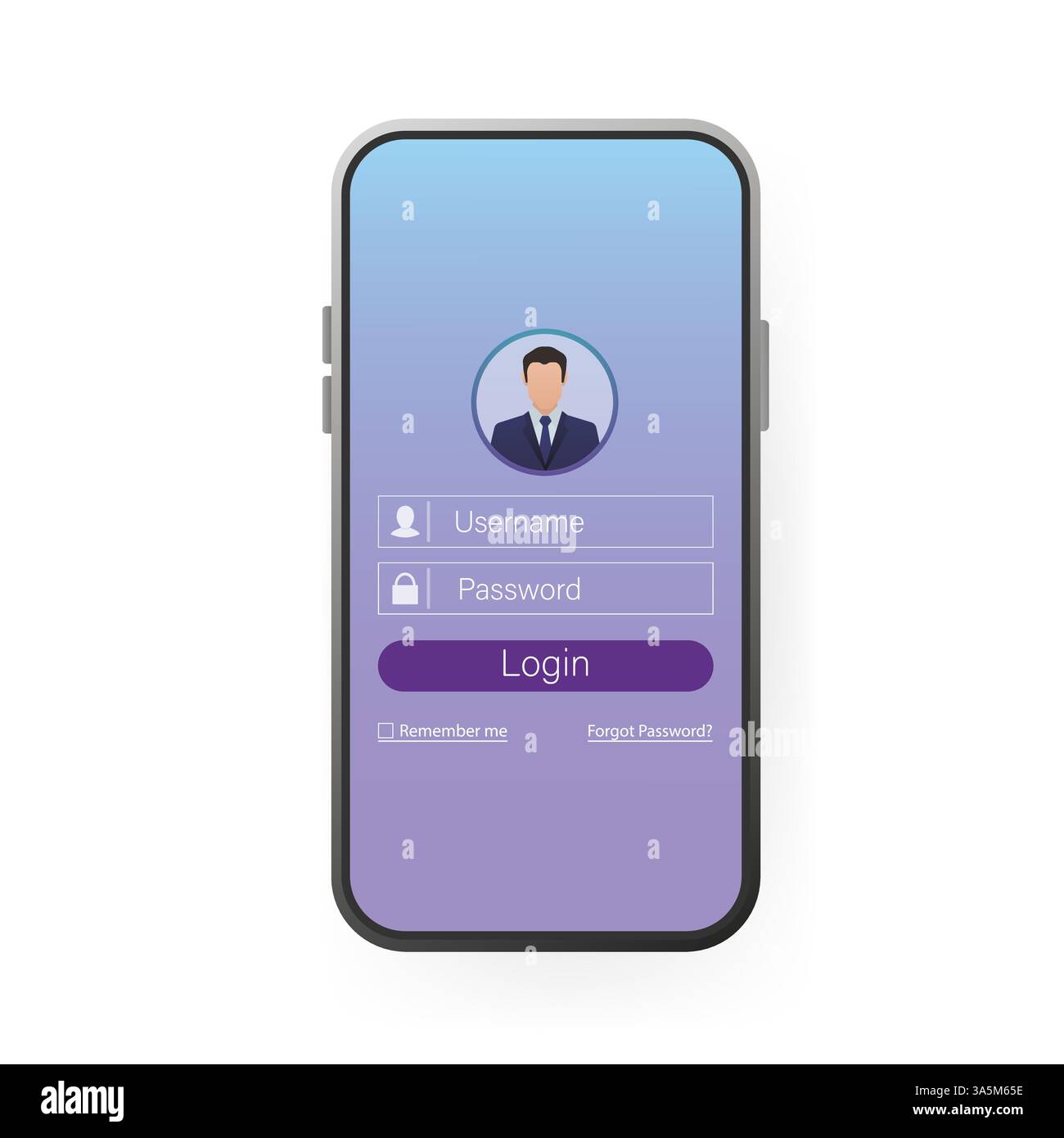 User login smartphone for site design. Mockup application page user ...