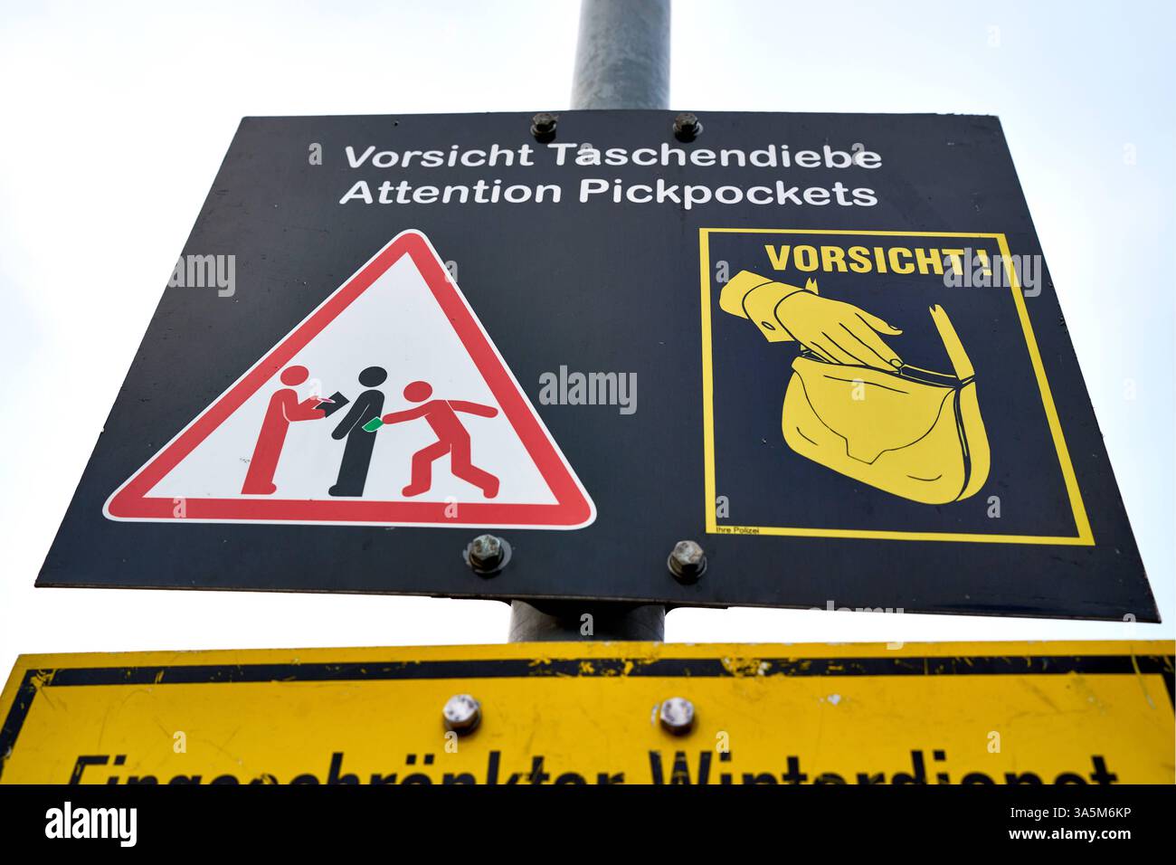 Berlin, Germany - March 23, 2025: Sign warning against pickpocketing ...