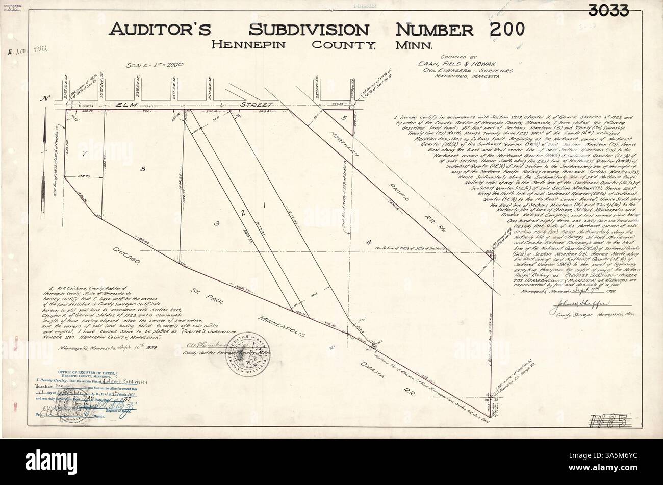 This map or document references Auditor's Subdivision Number 200, a ...
