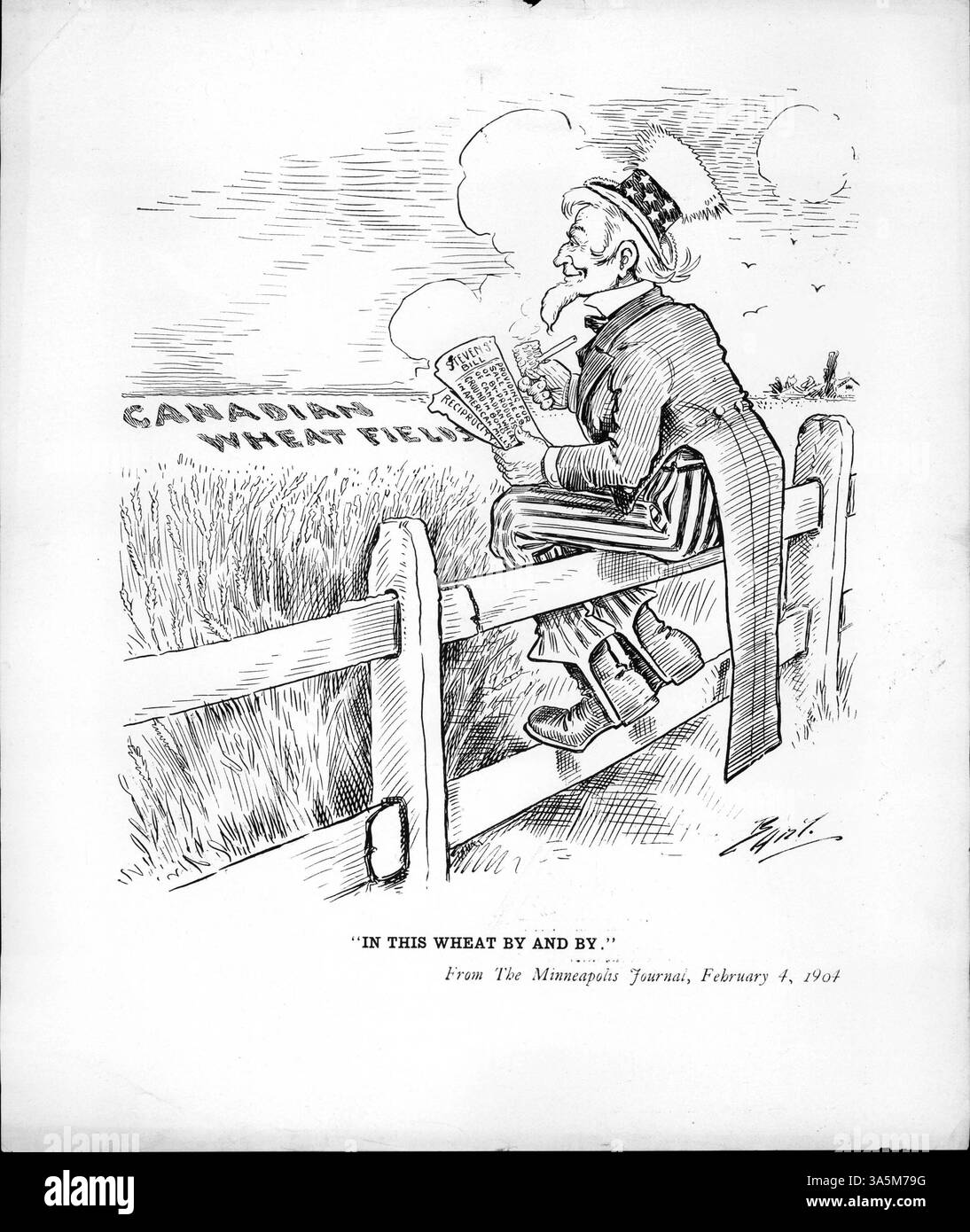 This political cartoon features uncle sam sitting on a fence hi-res ...