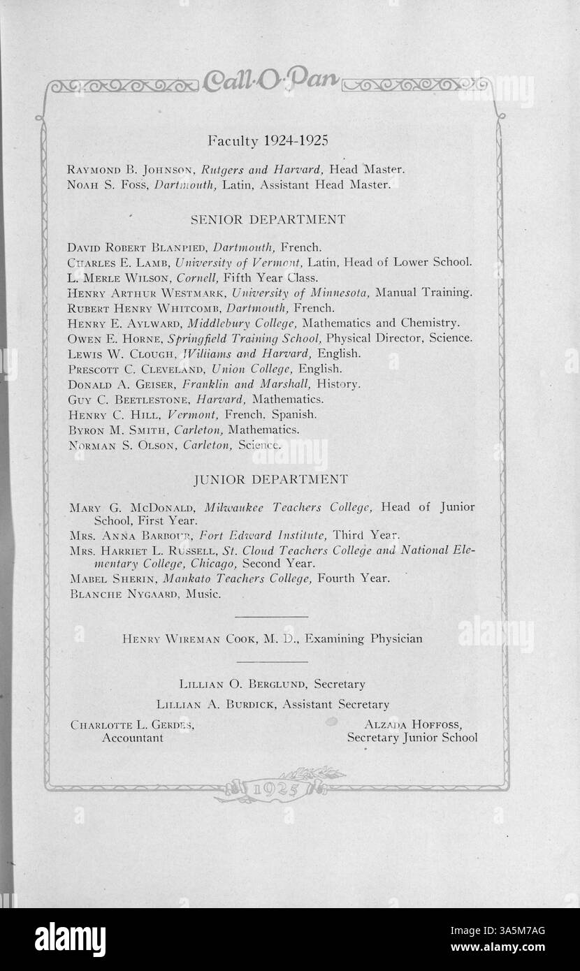 This 1925 edition of Blake School's 'Call-O'-Pan' yearbook offers a ...