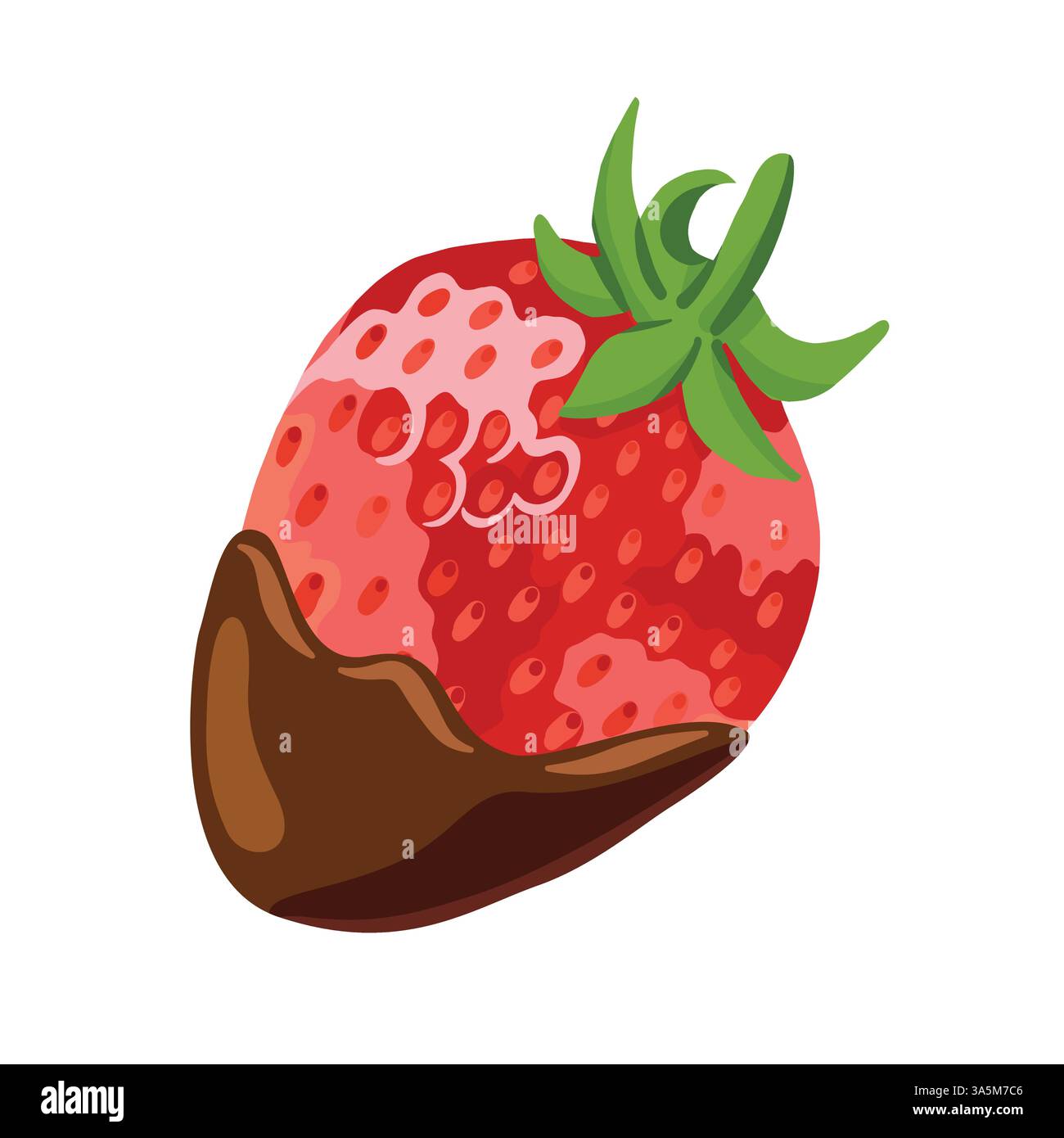 Juicy strawberry dipped in melted chocolate. Fruit dessert vector ...