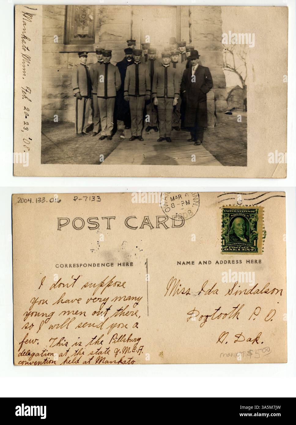 This group portrait shows 14 men identified as the Pillsbury Delegation ...