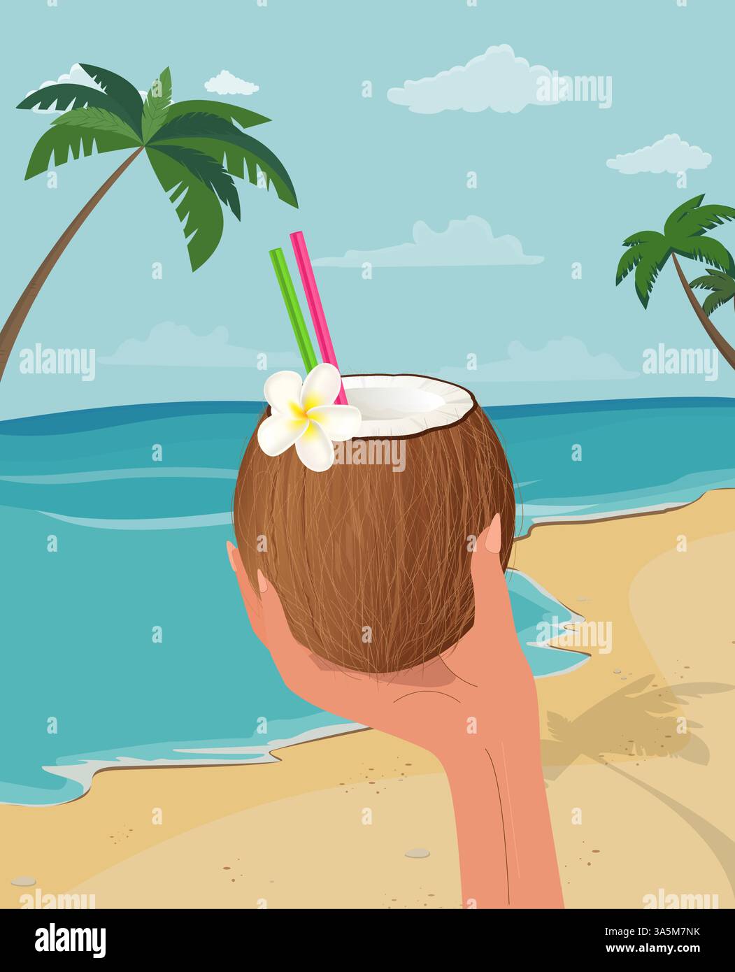 Tropical cocktail on beach Stock Vector Images - Alamy