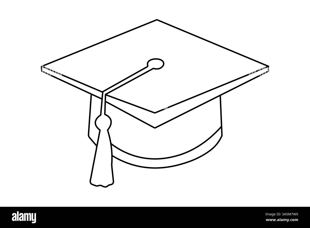 Continuous one line graduation cap drawing with black and white vector ...