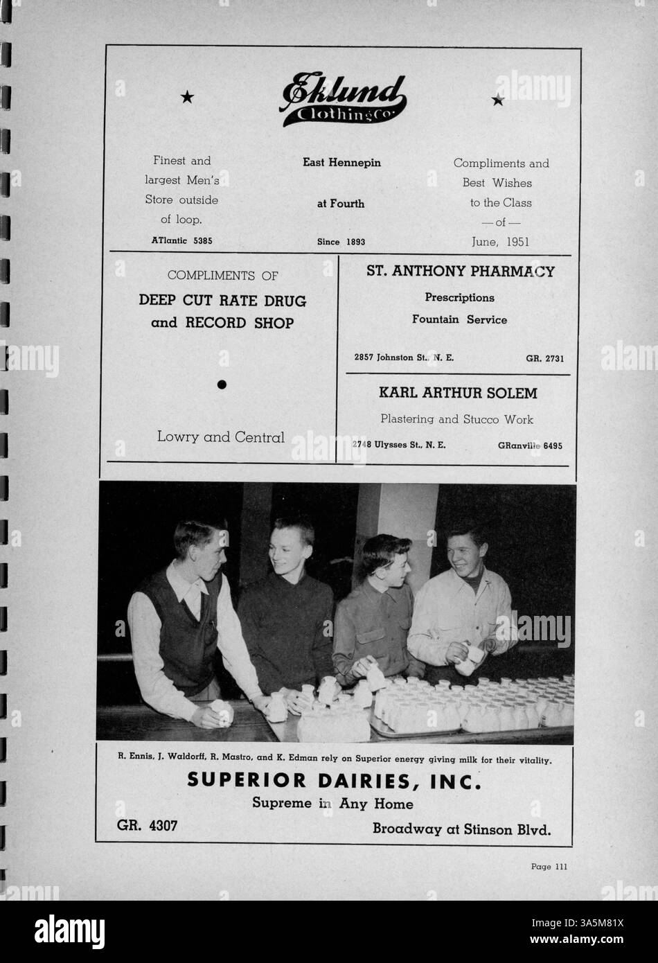 The 1951 'Wizard' yearbook captures the key moments of Edison High ...