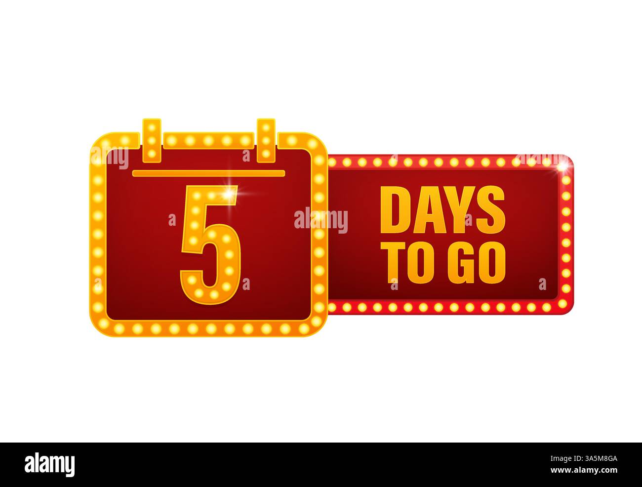 Five days to go retro light on white background. Days to go light on ...