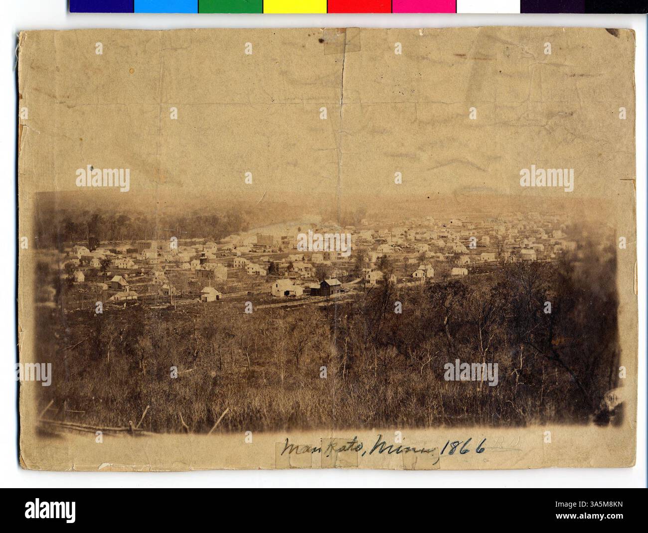 A hilltop view of Mankato, Minnesota, shows the cityscape and ...