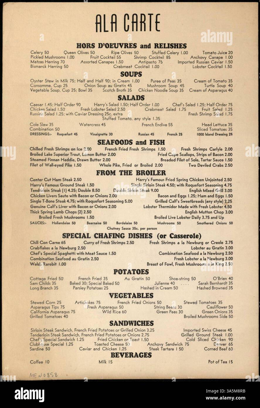 The Harry's Incomparable Cafe menu showcases a variety of dining ...