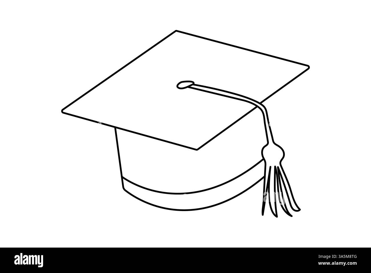 Continuous one line graduation cap drawing with black and white vector ...