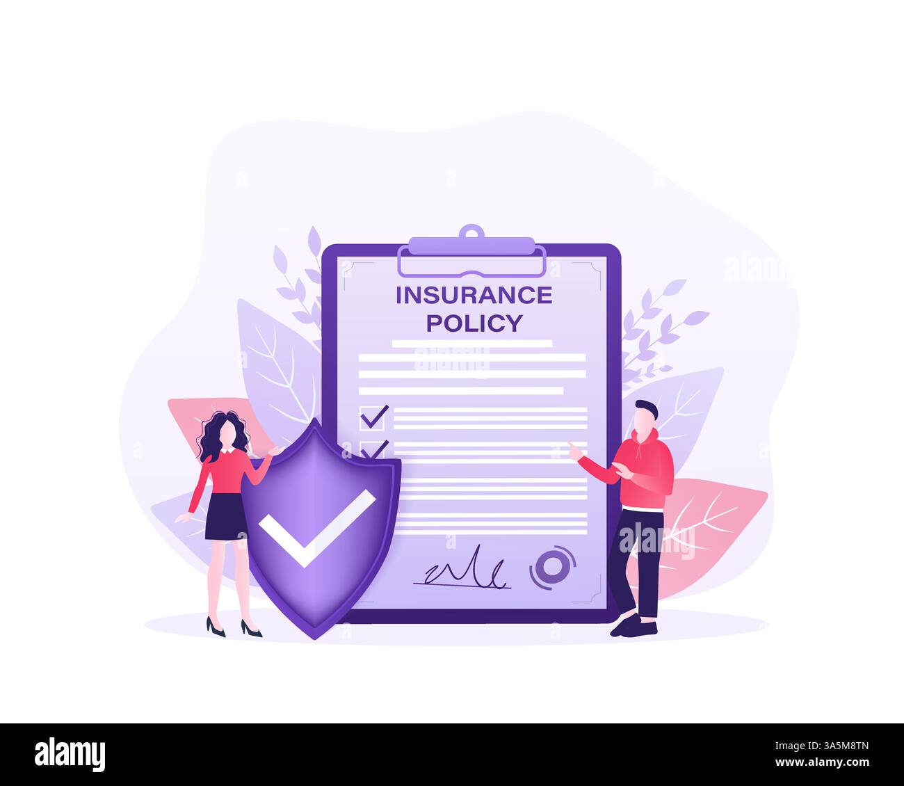 Flat style illustration with insurance policy for report design ...