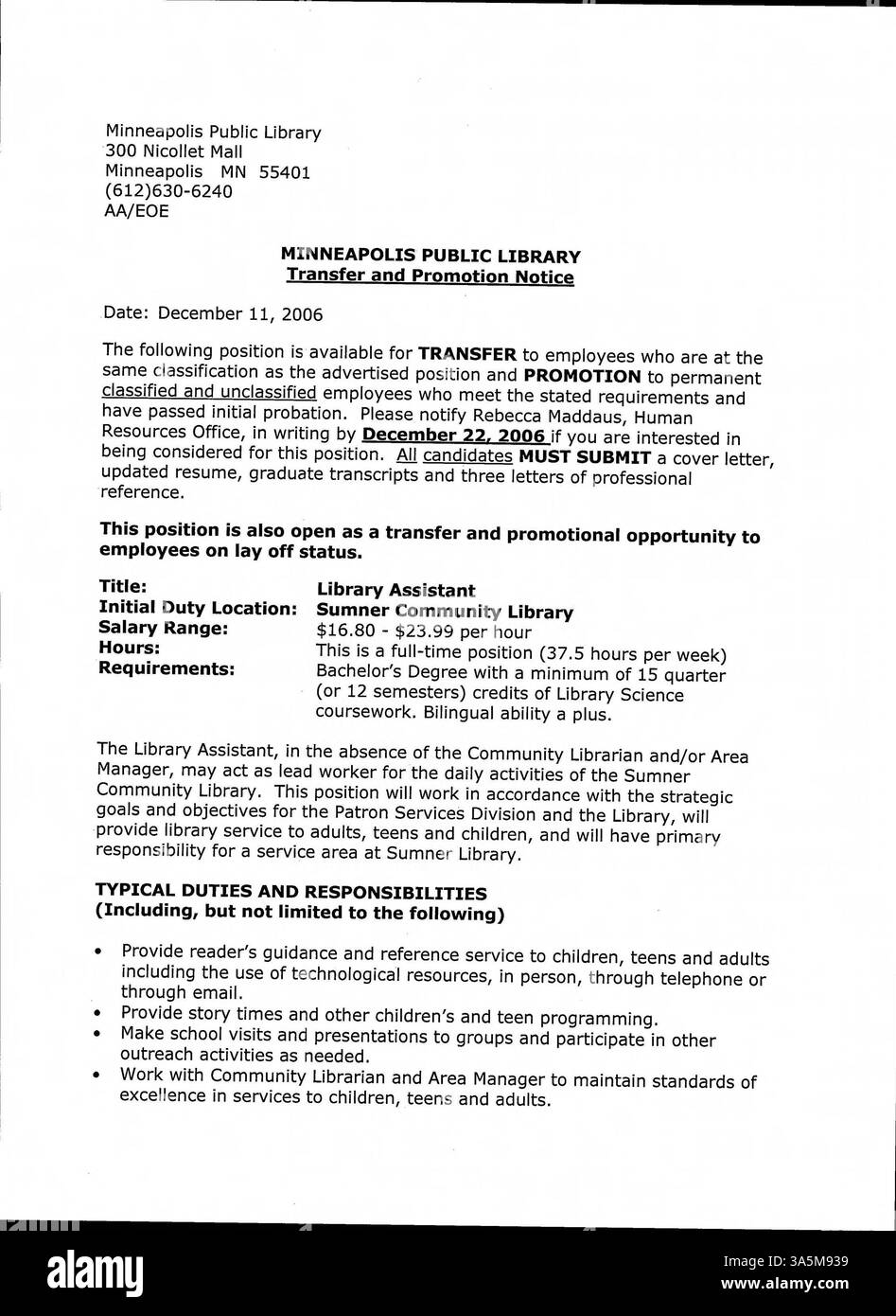 The 2006 Minneapolis Public Library Official Bulletin provides ...