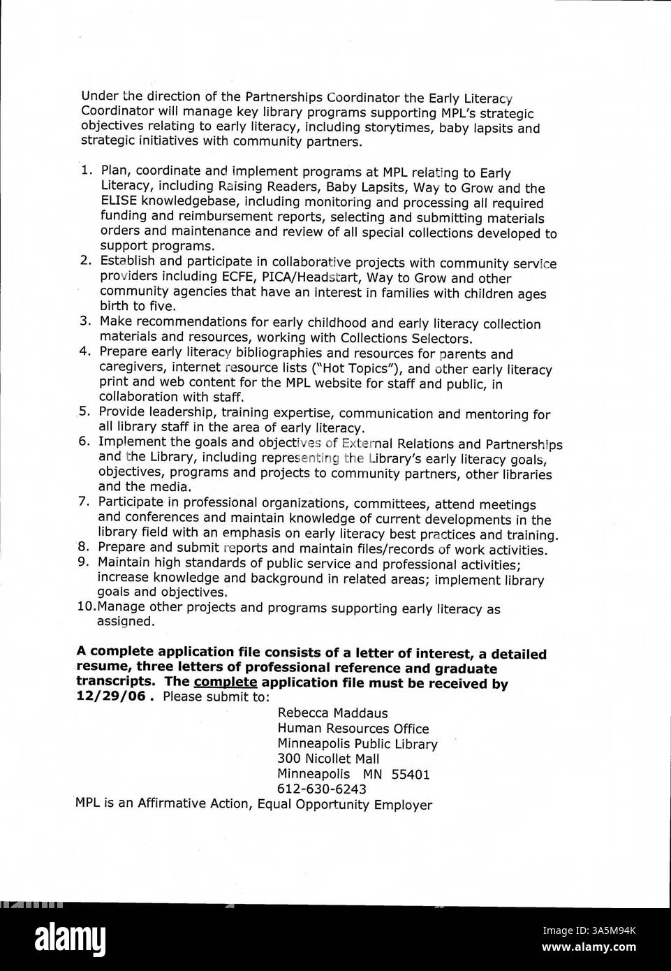 The Minneapolis Public Library's employee bulletin for 2006 provides ...