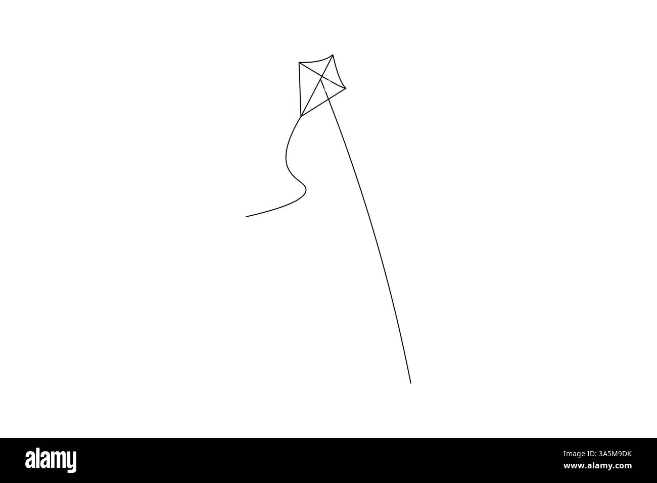 Continuous one line kite drawing with black and white vector icon Stock ...