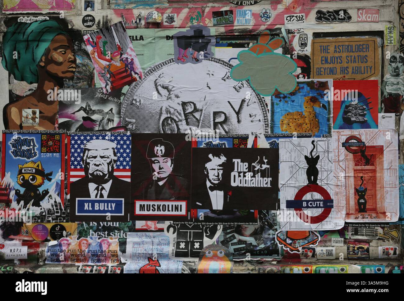 March 23, 2025, London, England, UK: Posters naming President DONALD ...