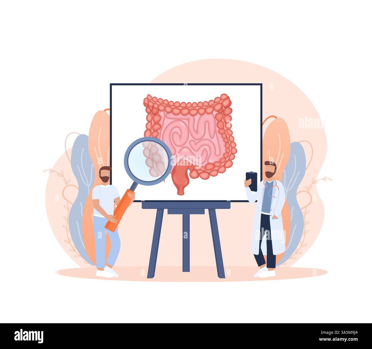 Cartoon vector illustration. Flat vector illustration with intestines ...