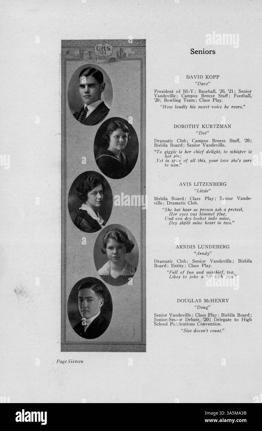 The 1921 'Bisbila' yearbook of University High School highlights student and faculty activities ...