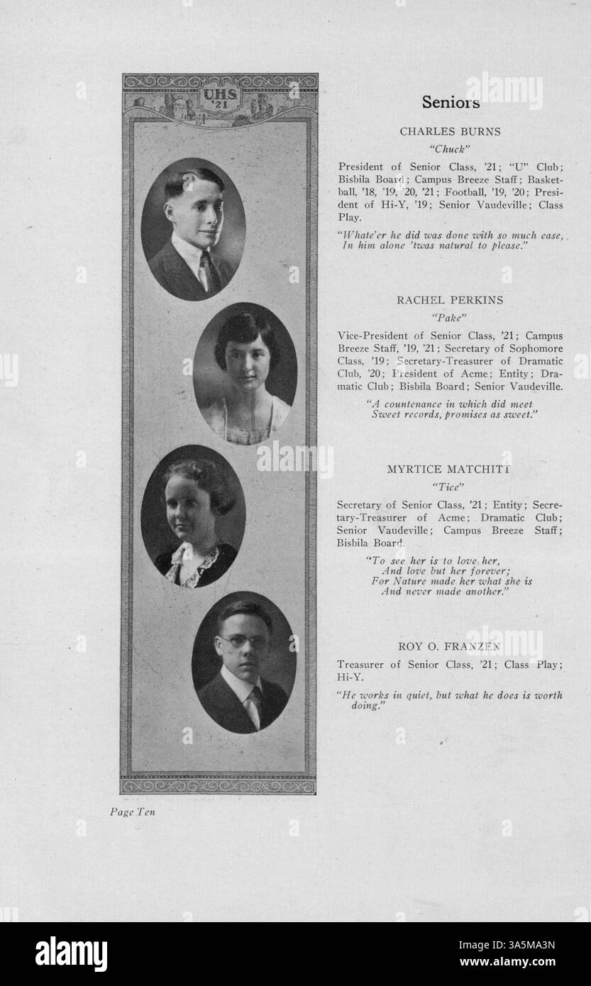 The 'Bisbila' yearbook from University High School in 1921 covers the significant moments of the ...