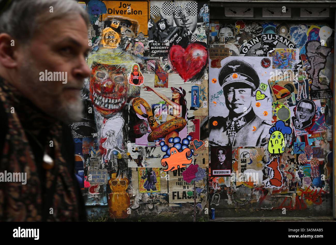 London, England, UK. 23rd Mar, 2025. A poster is displayed showing ELON ...