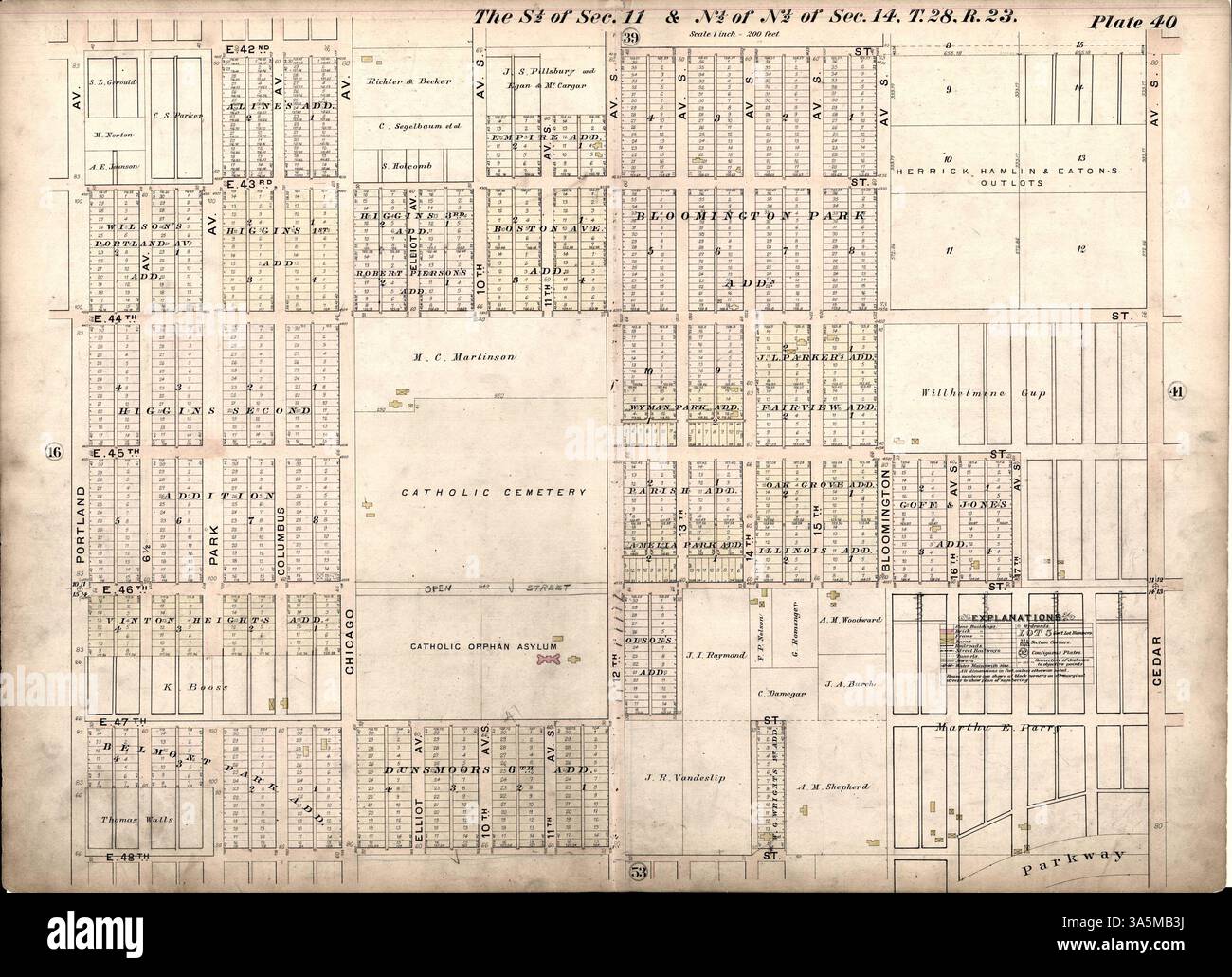 A detailed atlas of Minneapolis featuring complete surveys and plats ...